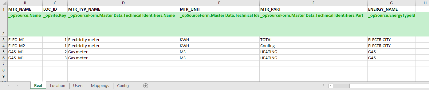 Excel Sources Sheet